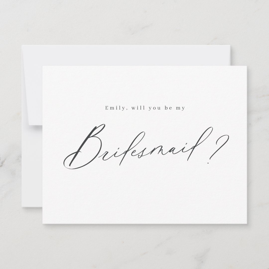 Modern minimal would you be my bridesmaid script invitation | Zazzle