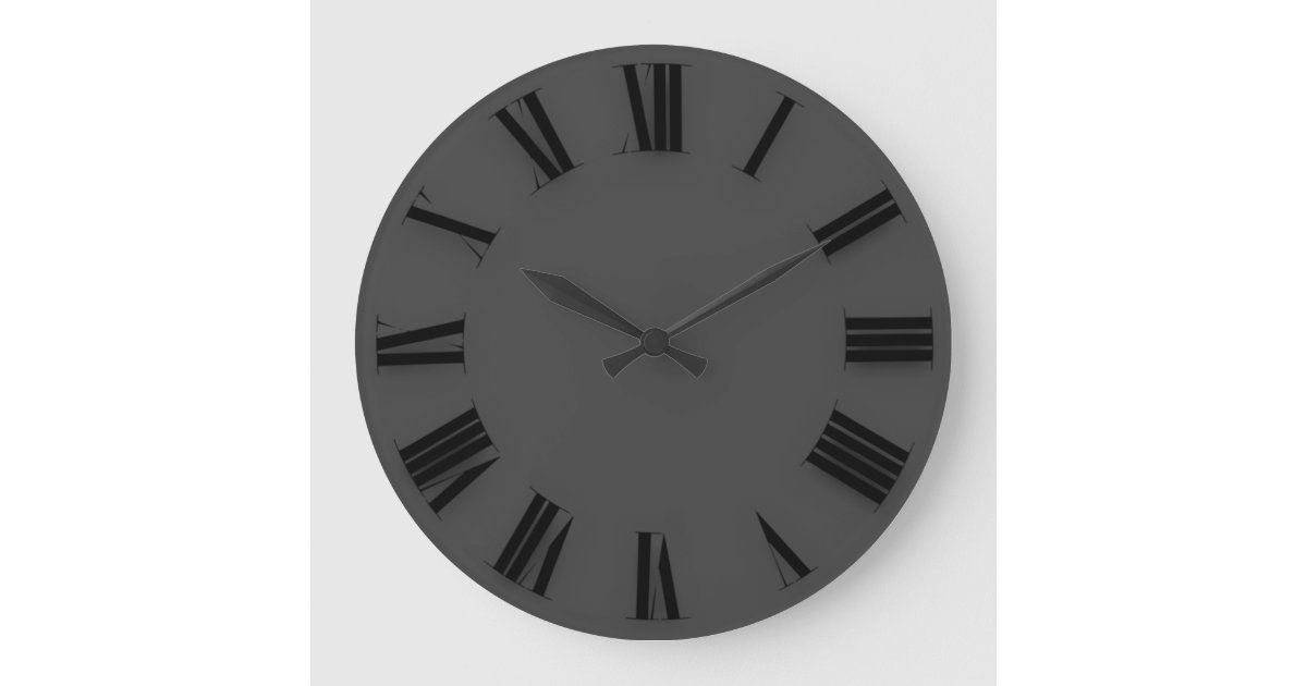 Modern Minimalism Black Gray Roman Numbers Large Clock | Zazzle