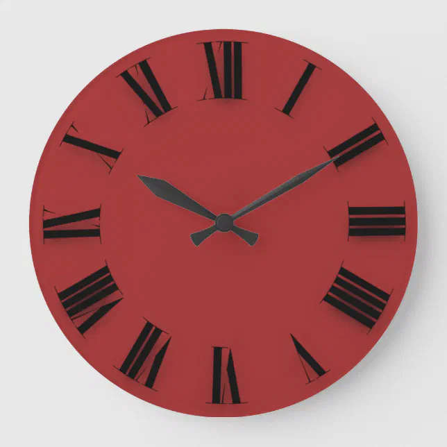 Modern Minimalism Black Red Roman Numbers Large Clock | Zazzle