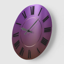 Modern Minimalism Ombre Purple Roman Numbers Large Clock | Zazzle