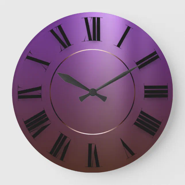 Modern Minimalism Ombre Purple Roman Numbers Large Clock | Zazzle