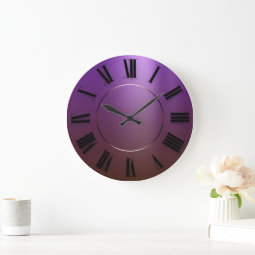Modern Minimalism Ombre Purple Roman Numbers Large Clock | Zazzle