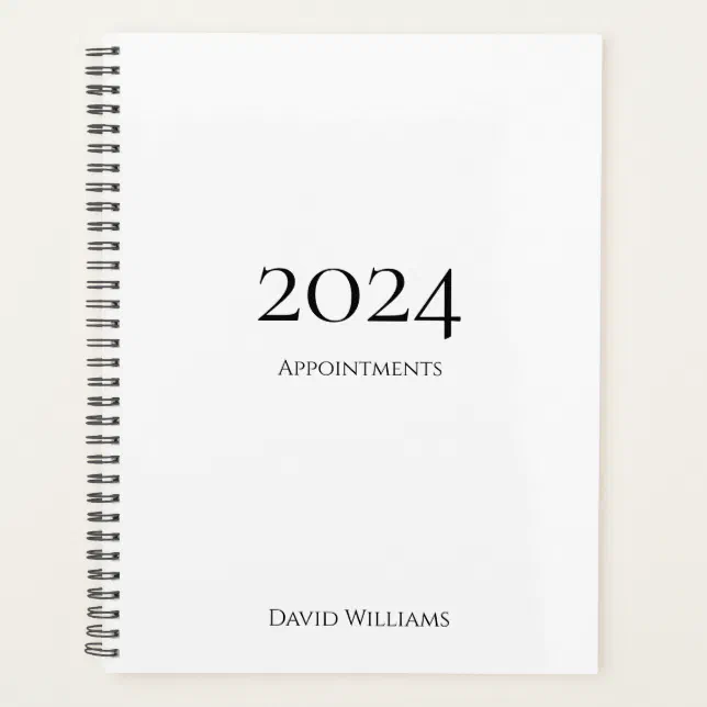 Modern Minimalist 2024 Black White Appointment Planner | Zazzle