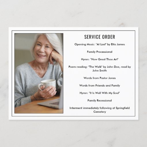 Modern Minimalist 2-Photo Black & White Funeral Program | Zazzle