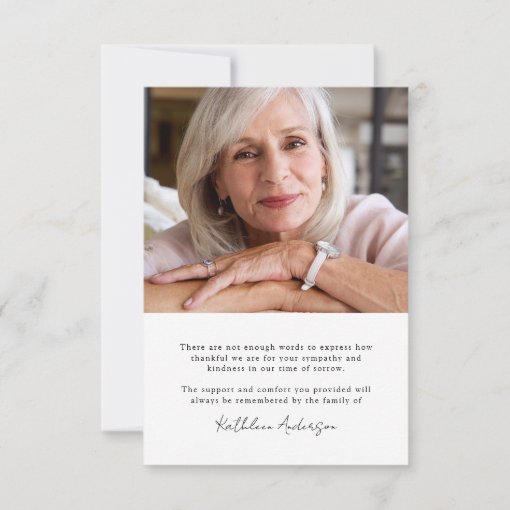 Modern Minimalist 2 Photo Funeral Sympathy Thank You Card | Zazzle