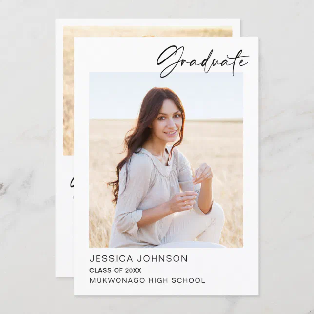 Modern Minimalist 2 PHOTO Graduation Party Invitation | Zazzle
