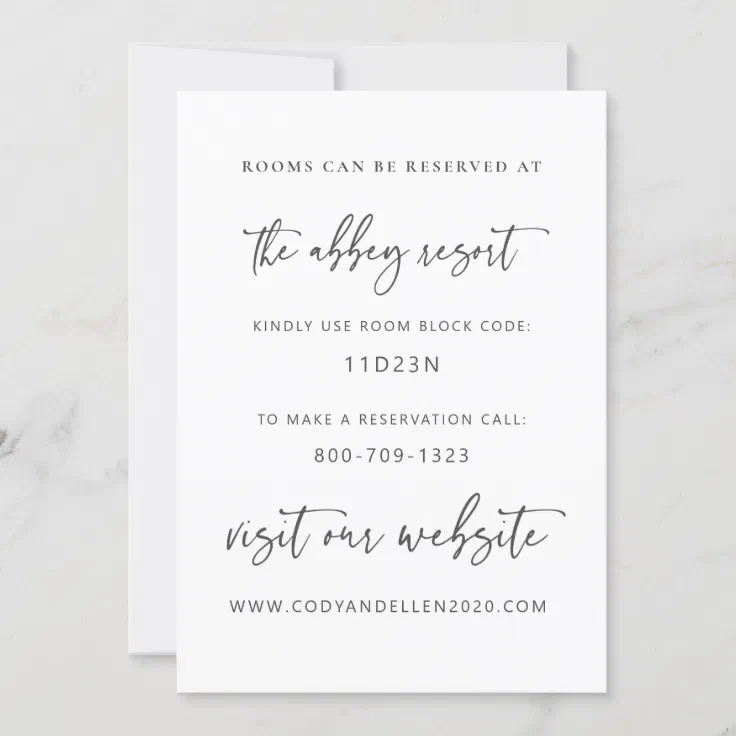 Modern Minimalist Accommodation Card | Zazzle