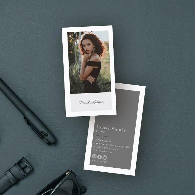 Modern Minimalist Actor Model Social Media Business Card | Zazzle