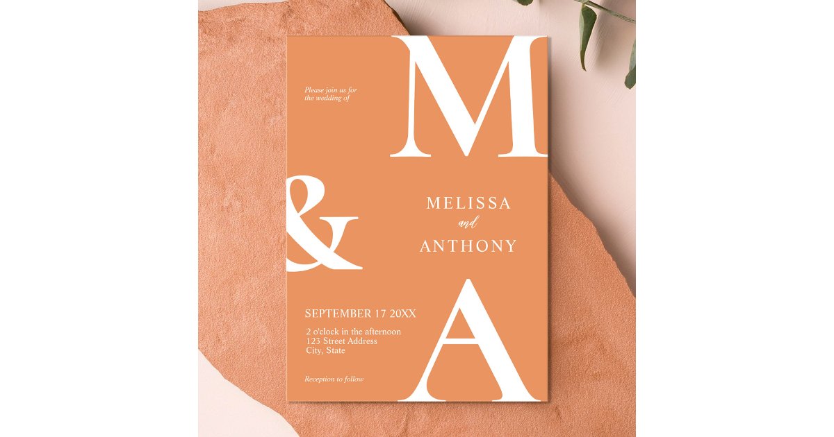 Modern Minimalist Apricot Wedding Invitation | Zazzle