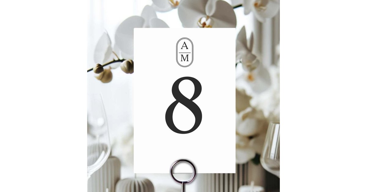 Modern Minimalist Arch initials Wedding Table Number | Zazzle