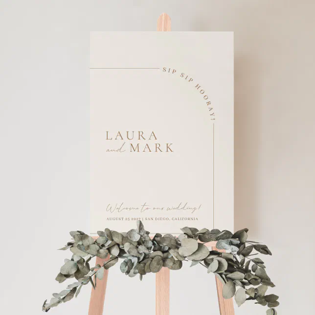 Modern Minimalist Arch Wedding Welcome Foam Boards | Zazzle
