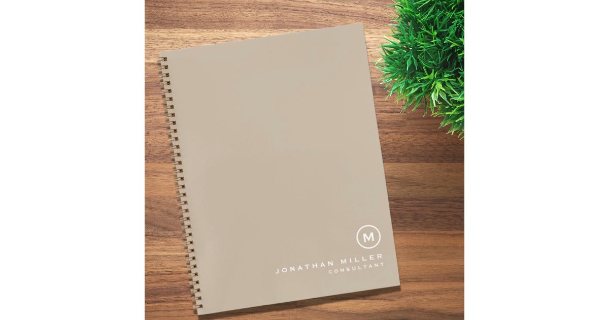 Modern Minimalist Beige Monogram Notebook | Zazzle