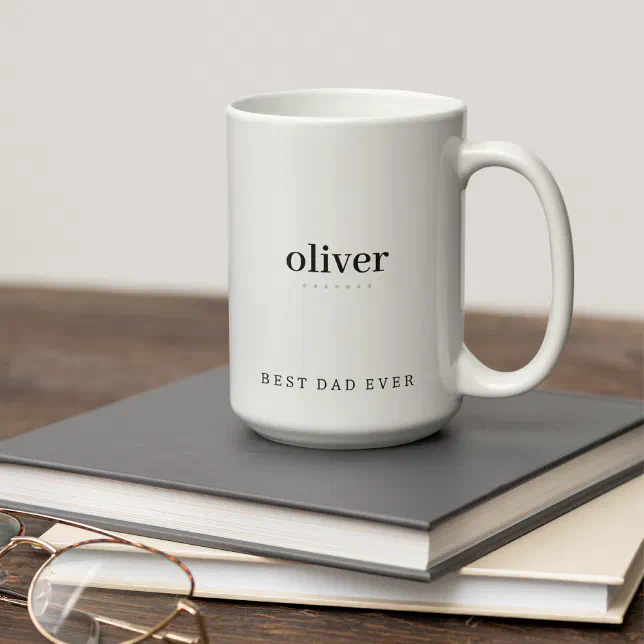 Modern Minimalist Best Dad Ever Personalized Two-Tone Coffee Mug | Zazzle