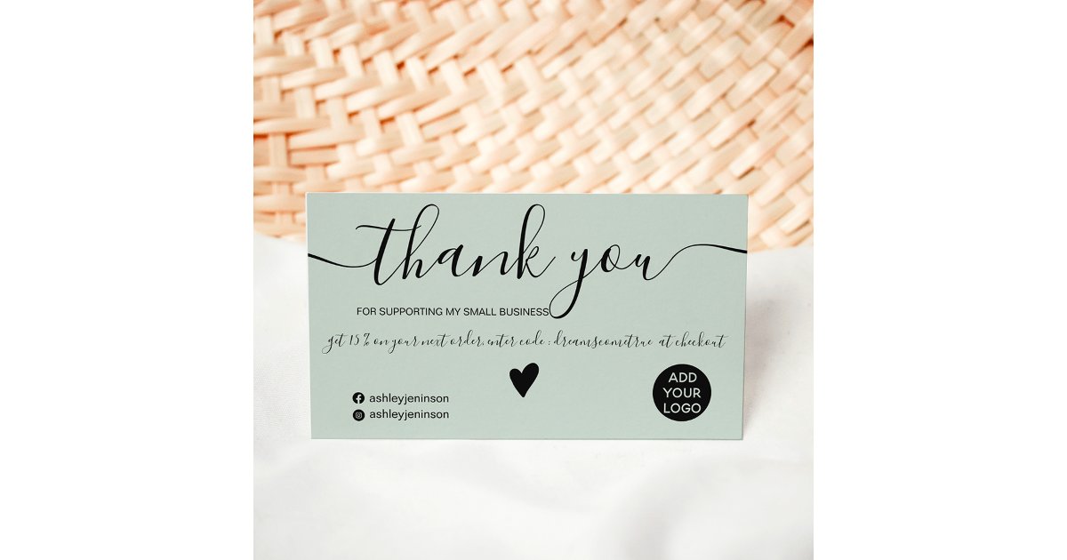 Modern minimalist black and greenorder thank you business card | Zazzle