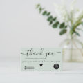 Modern minimalist black and greenorder thank you business card | Zazzle
