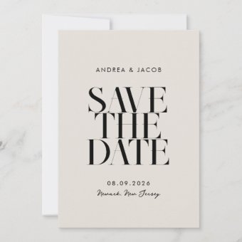 Modern Minimalist Black and Ivory Chic Wedding Save The Date | Zazzle