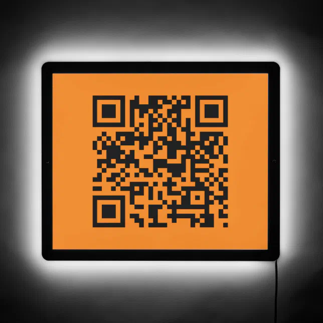 Modern Minimalist Black and Orange QR Code Cool LED Sign | Zazzle
