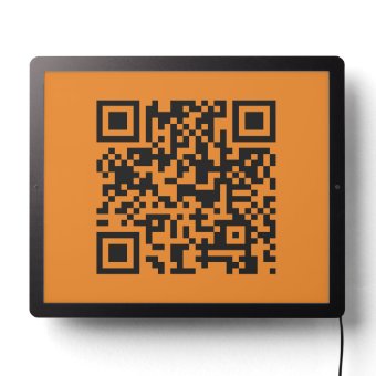 Modern Minimalist Black and Orange QR Code Cool LED Sign | Zazzle