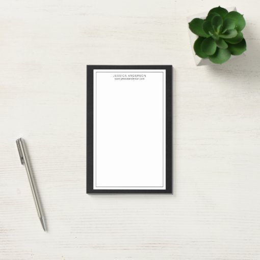 Modern Minimalist Black And White Personalized Post-it Notes | Zazzle