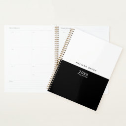 Modern Minimalist Black and White Planner | Zazzle