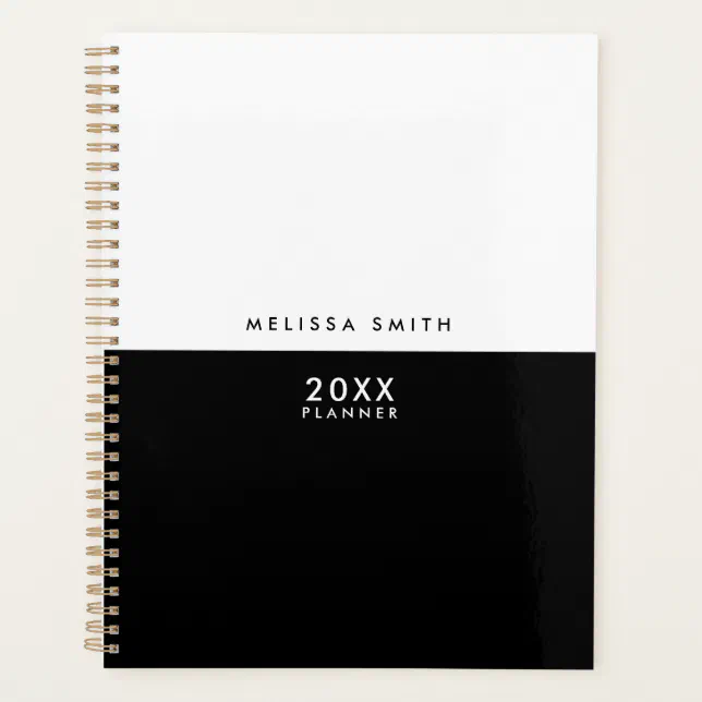 Modern Minimalist Black and White Planner | Zazzle