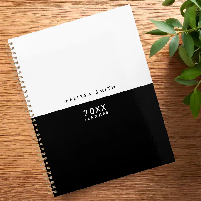 Modern Minimalist Black and White Planner | Zazzle