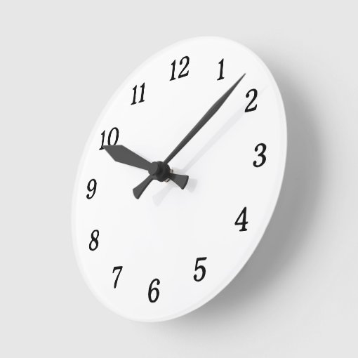 Modern Minimalist Black And White Round Clock | Zazzle