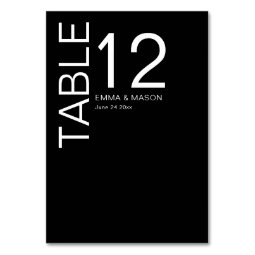 Modern Minimalist Black and White Table Number | Zazzle