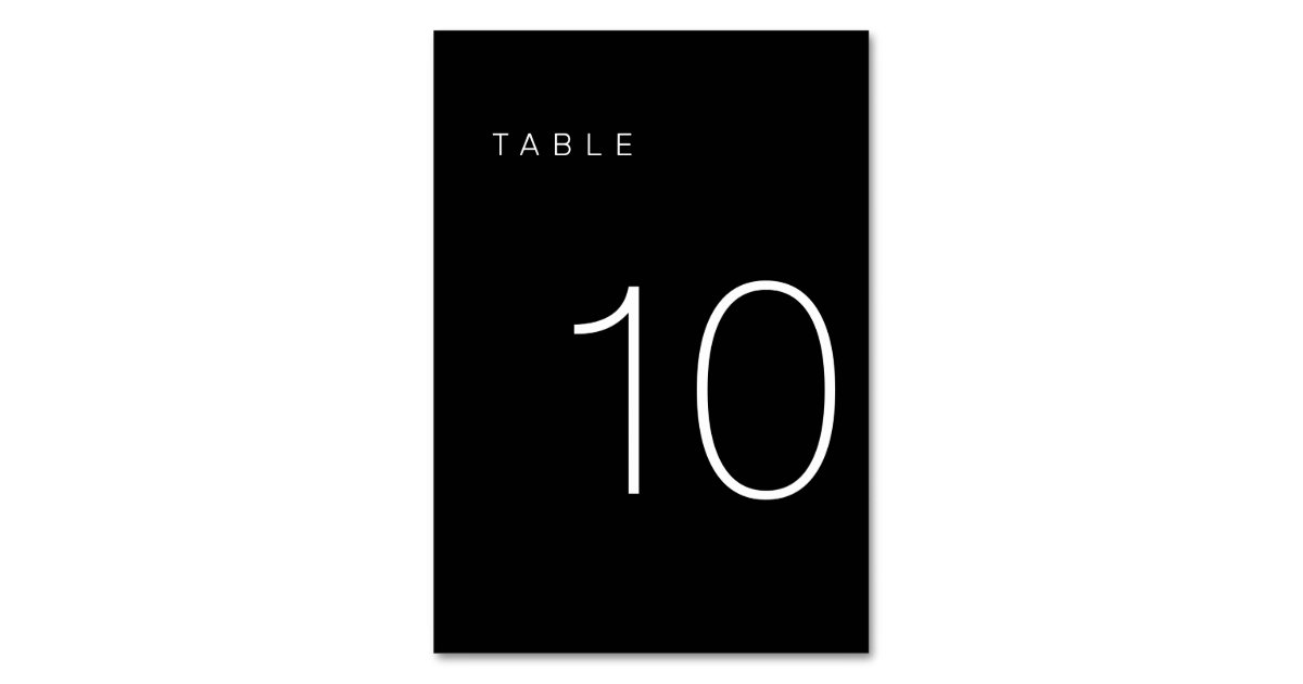 Modern Minimalist Black and White Table Number 10 | Zazzle
