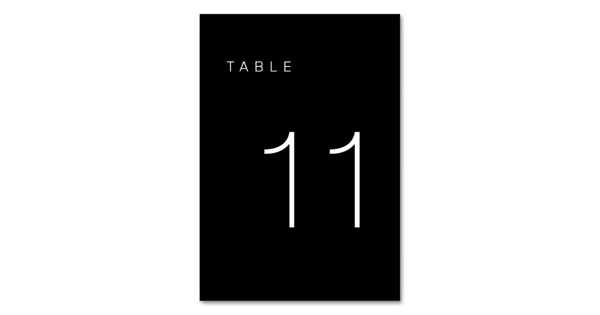 Modern Minimalist Black and White Table Number 11 | Zazzle