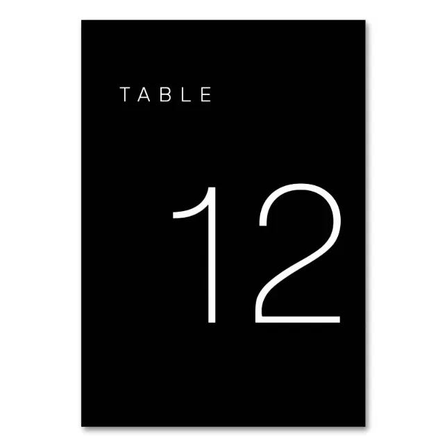 Modern Minimalist Black and White Table Number 12 | Zazzle