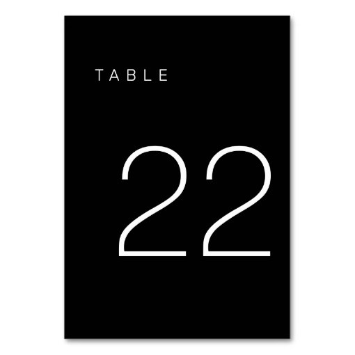 Modern Minimalist Black and White Table Number 22 | Zazzle