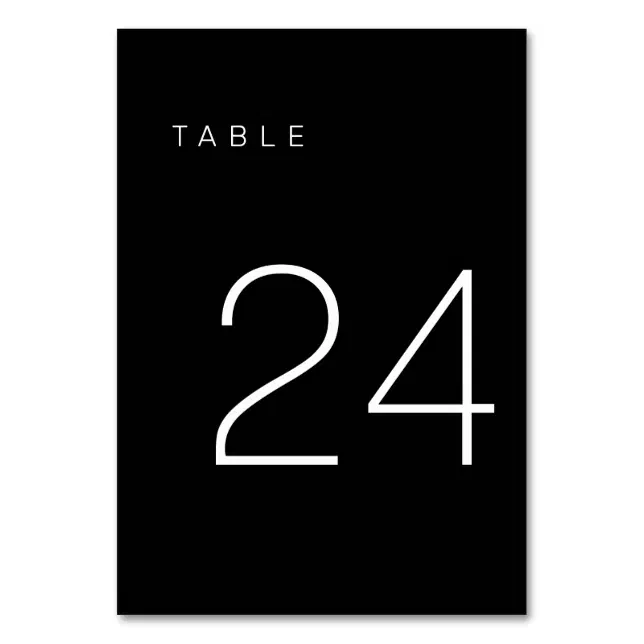 Modern Minimalist Black and White Table Number 24 | Zazzle