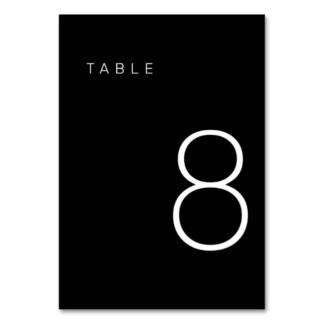 Modern Minimalist Black and White Table Number 8 | Zazzle