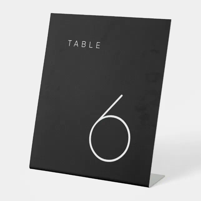 Modern Minimalist Black and White Table Number Tab Pedestal Sign | Zazzle