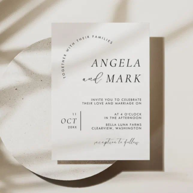Modern Minimalist Black and White Wedding Invitation | Zazzle