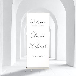 Modern Minimalist Black and White Wedding Welcome Retractable Banner ...