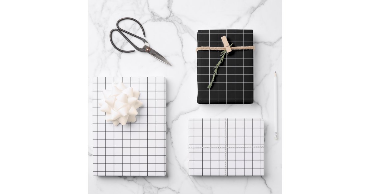 Modern Minimalist Black And White Wrapping Paper Sheets | Zazzle
