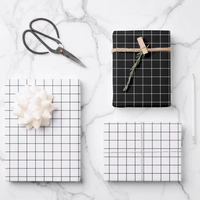 Modern Minimalist Black And White Wrapping Paper Sheets | Zazzle