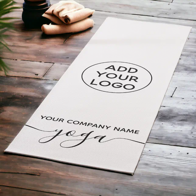 modern minimalist black and white yoga logo yoga mat | Zazzle
