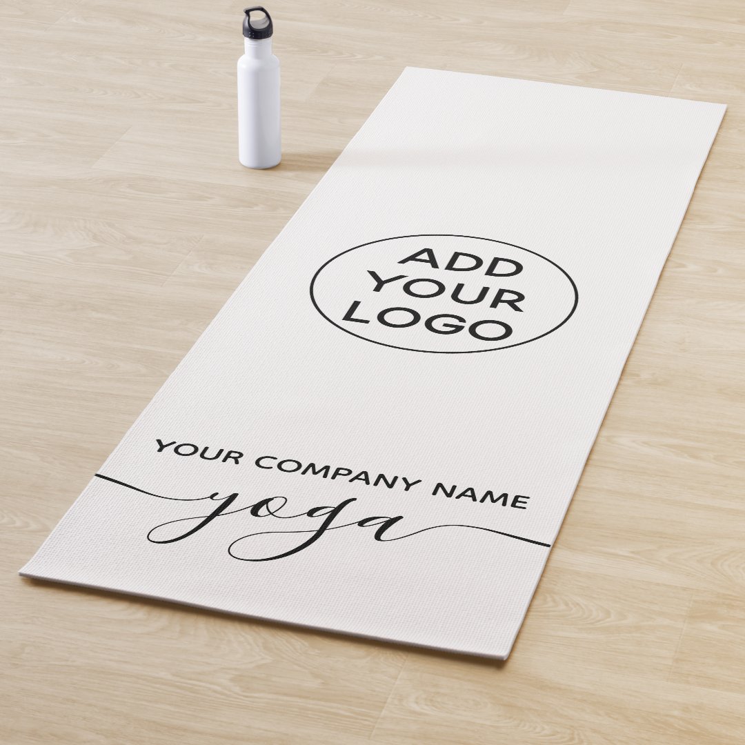modern minimalist black and white yoga logo yoga mat | Zazzle