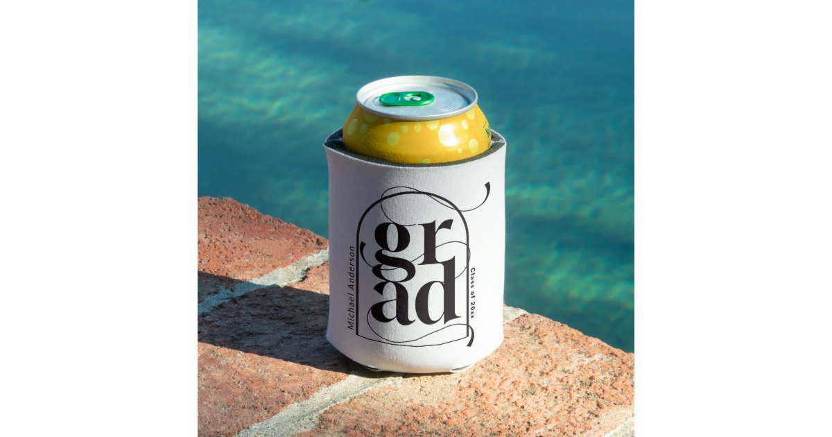 Modern Minimalist Black Arch Bold Graduation Can Cooler | Zazzle