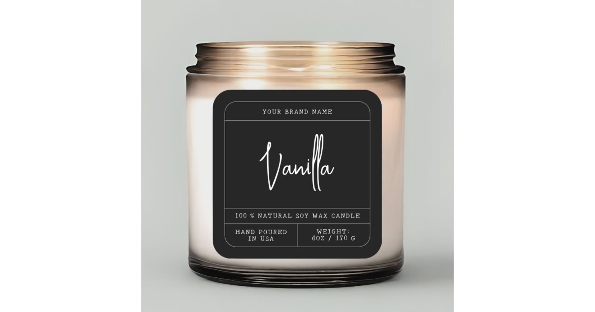 Modern minimalist black candle label | Zazzle