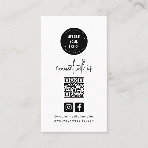 Modern Minimalist Black Connect With Us QR Code Business Card | Zazzle