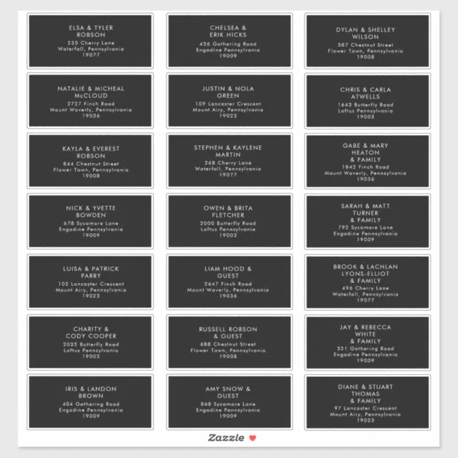 Modern Minimalist | Black Guest Address labels | Zazzle
