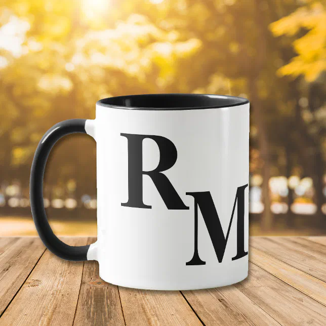 Modern Minimalist Black Letter Monogram Mug | Zazzle