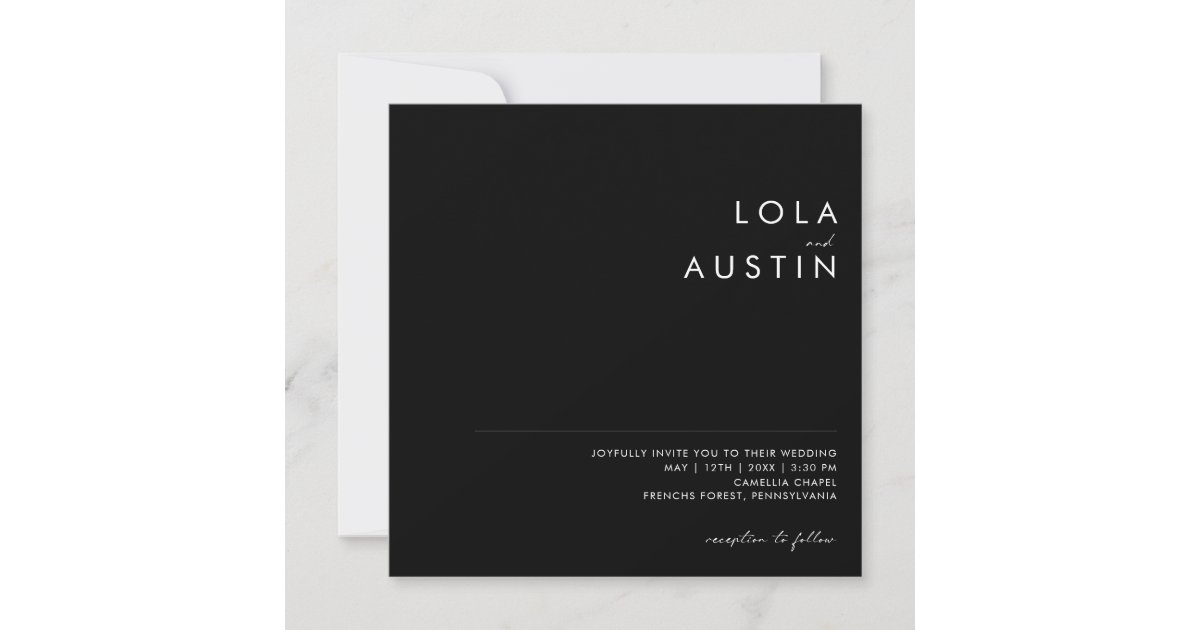 Modern Minimalist | Black Square Wedding Invitation | Zazzle