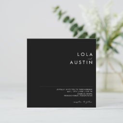 Modern Minimalist | Black Square Wedding Invitation | Zazzle