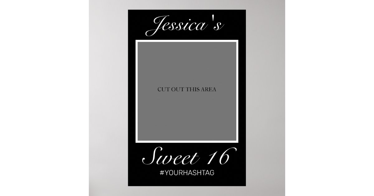 Modern Minimalist Black Sweet 16 Photo Prop Poster | Zazzle