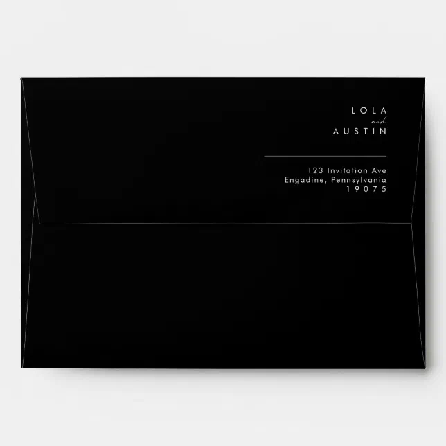 Modern Minimalist | Black Wedding Invitation Envelope | Zazzle